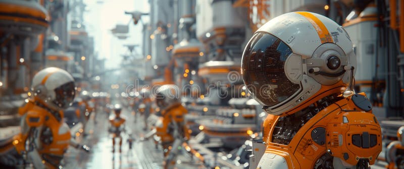 Futuristic Construction Site: AI-Managed Robotics in Actio Stock ...