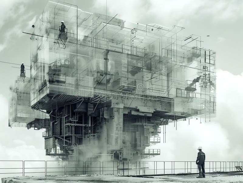Futuristic Construction Site Featuring Large, Transparent Structure ...