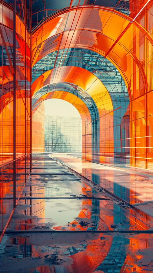 Futuristic Construction Site in a Warp Zone, Bending Reality, Front ...