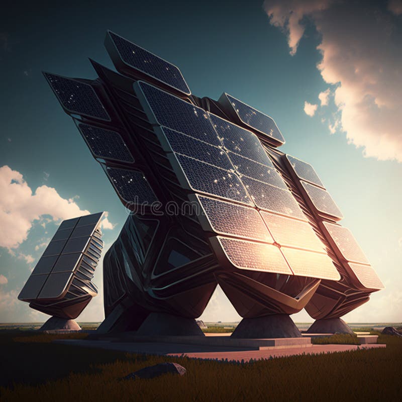 Futuristic Construction with Solar Panels. Generative Ai Stock ...
