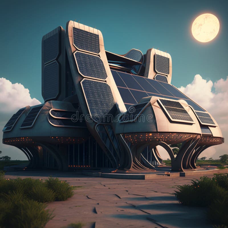 Futuristic Construction with Solar Panels. Generative Ai Stock ...