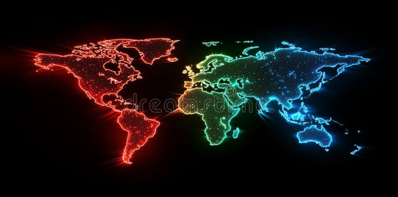 Futuristic Continents Map. Globalization and Geopolitics in a High-tech ...