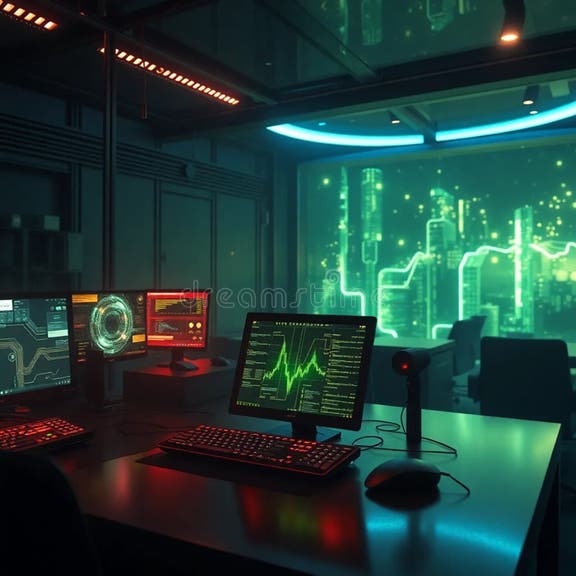 Innovation Cyber Control Center with Futuristic Interface Stock ...