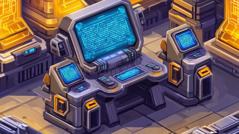 Sci-Fi Control Console stock illustration. Illustration of system ...