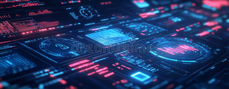 A Futuristic Control Hub with Digital Displays and a Holographic ...