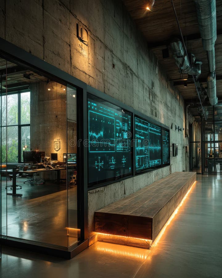 Smart Grid Command Interface in Modern Industrial Office Interior Stock ...