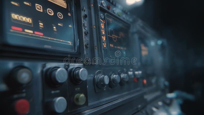 Futuristic Control Panel with Animated Digital Display and Dials Stock ...