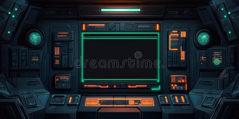 Futuristic Control Panel for a Cyberpunk Game, with Holographic ...