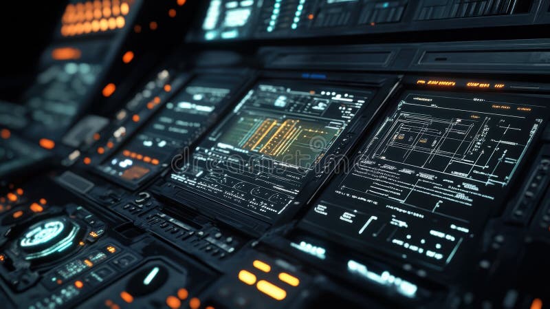 A Futuristic Control Panel Displaying Complex Algorithms Calculating ...