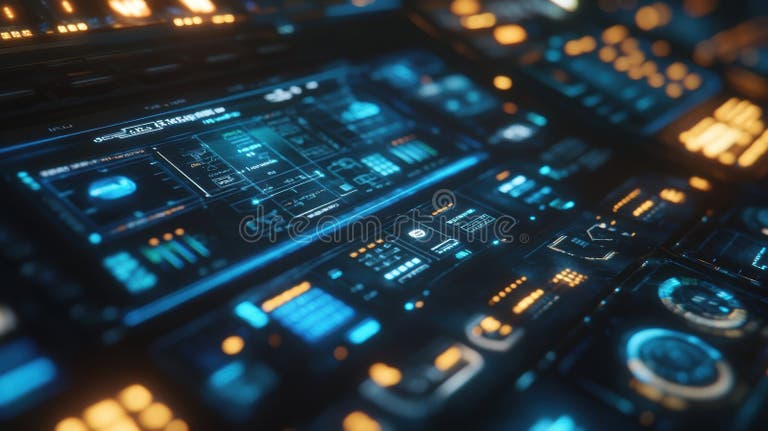 Futuristic Control Panel Displaying Complex Data and Information Stock ...