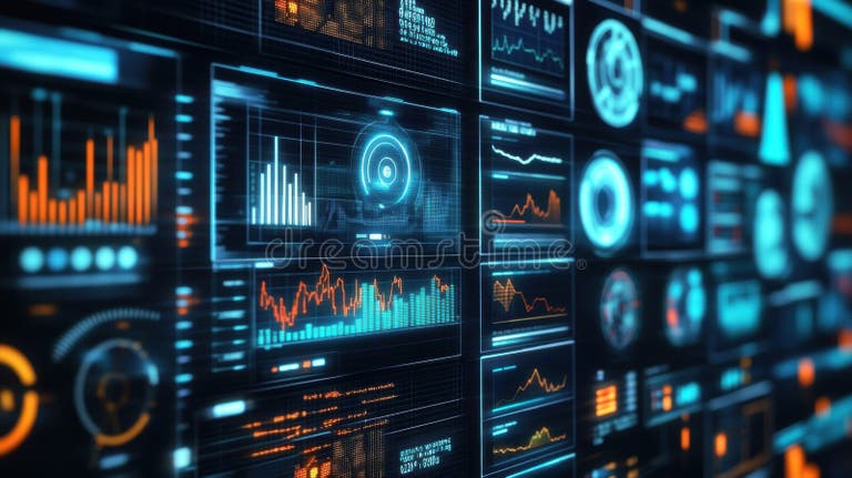 Futuristic Control Panel Displaying Complex Data and Information ...