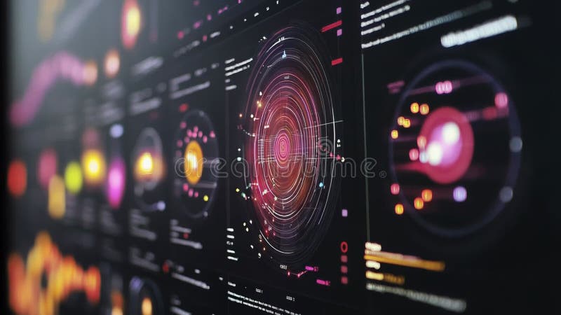 Futuristic Control Panel Displaying Complex Data Visualizations Stock ...