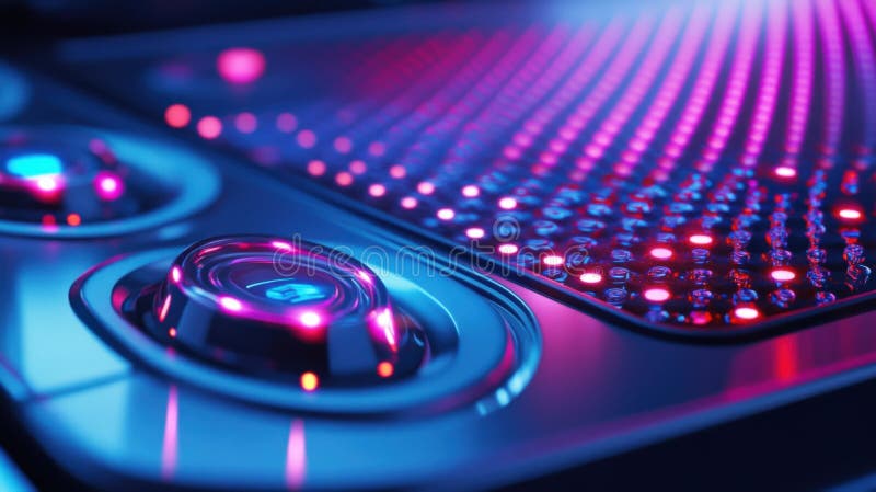 Futuristic Control Panel with Glowing Buttons and Led Display Stock ...