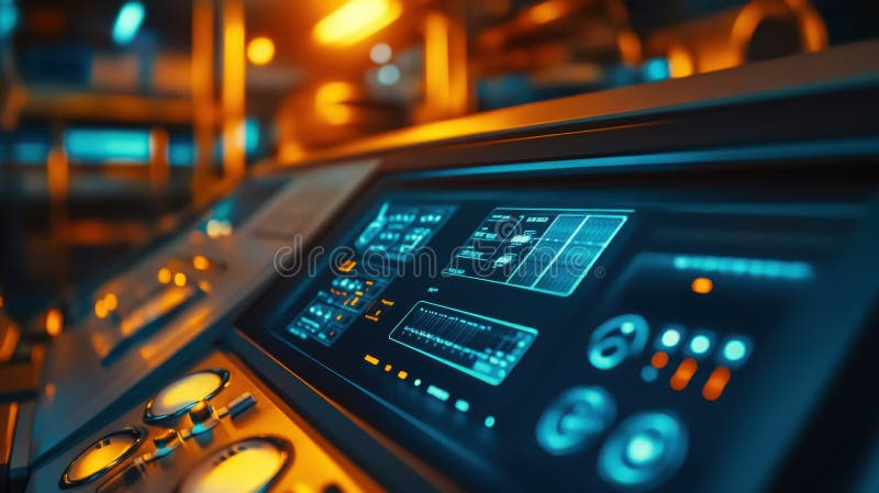Futuristic Control Panel with Glowing Lights in Technology Environment ...