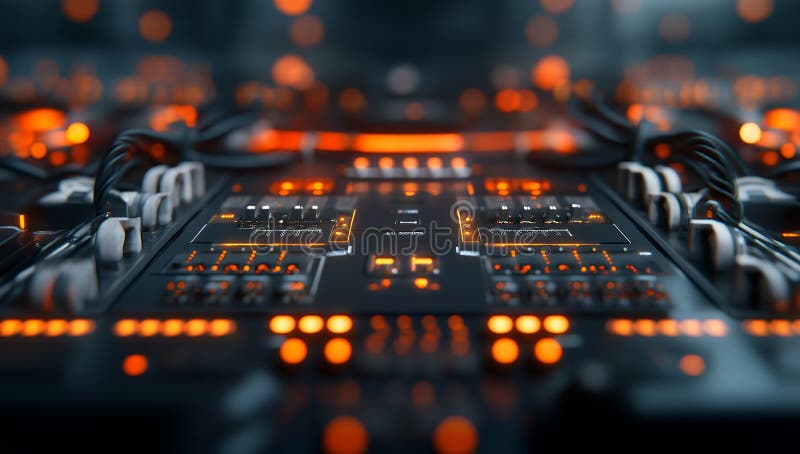Futuristic Device Glowing Orange Circuitry Display Stock Photos - Free ...