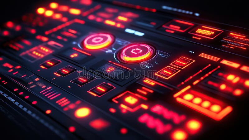 Futuristic Control Panel Glowing Red Accents Stock Photos - Free ...