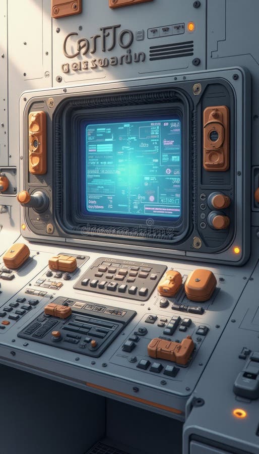 Futuristic Control Panel with Glowing Screen Stock Image - Image of ...