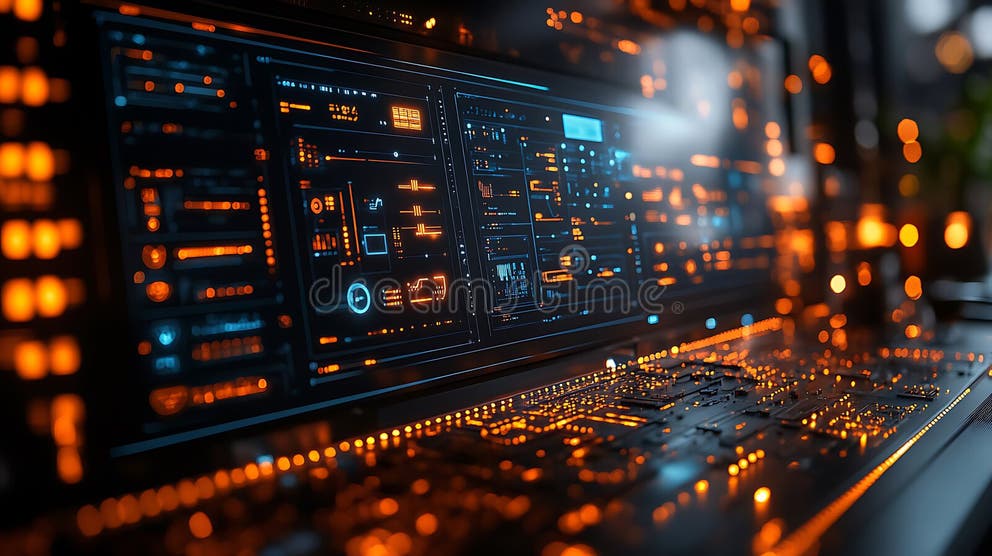 Futuristic Control Panel Interface with Glowing Details and Complex ...
