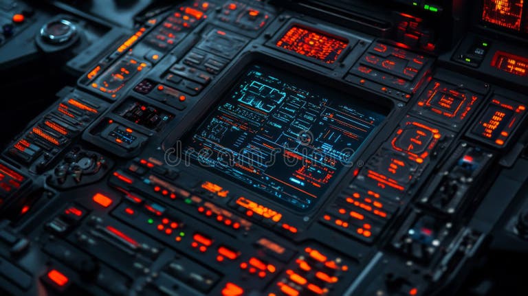 Futuristic Control Panel Interface with Glowing Lights Stock ...