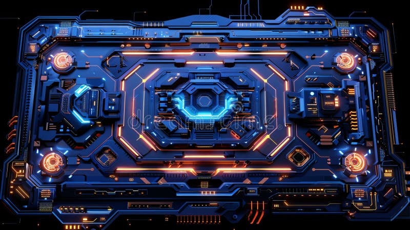 Futuristic Control Panel Interface with Glowing Lights Stock ...