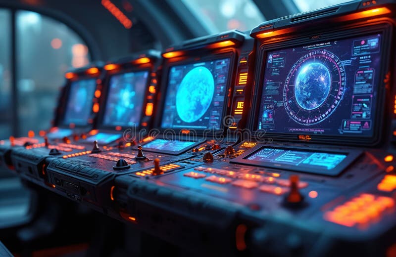 Futuristic Ai Interface Neon Tech Circuitry Digital Control Panel ...