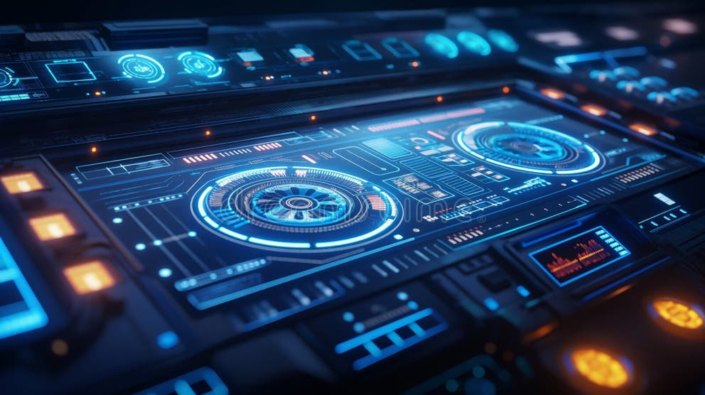 Futuristic Control Panel Interface Stock Photo - Image of interactive ...