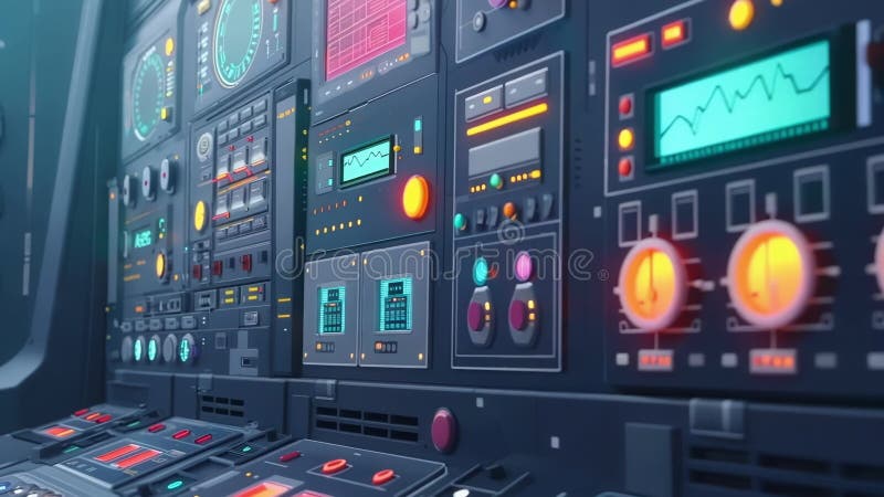 Futuristic Control Panel Interface Showing Data and Information Stock ...