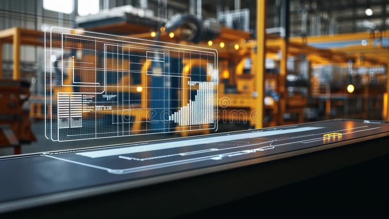 Futuristic Control Panel Monitoring Production Process in Smart Factory ...