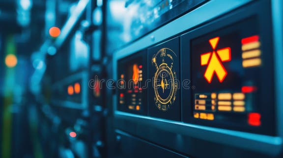 Futuristic Control Panel Monitoring System Displaying Critical Data in ...