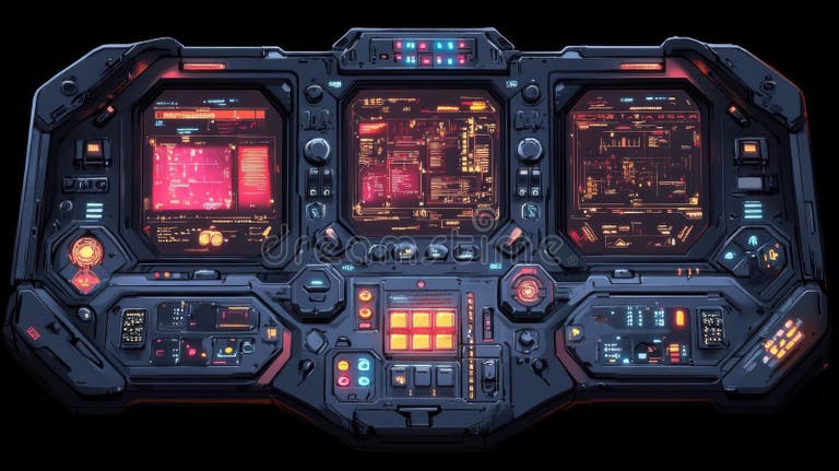 Futuristic Control Panel, Sci-Fi Interface Stock Illustration - Illustration of graphic, fiction ...