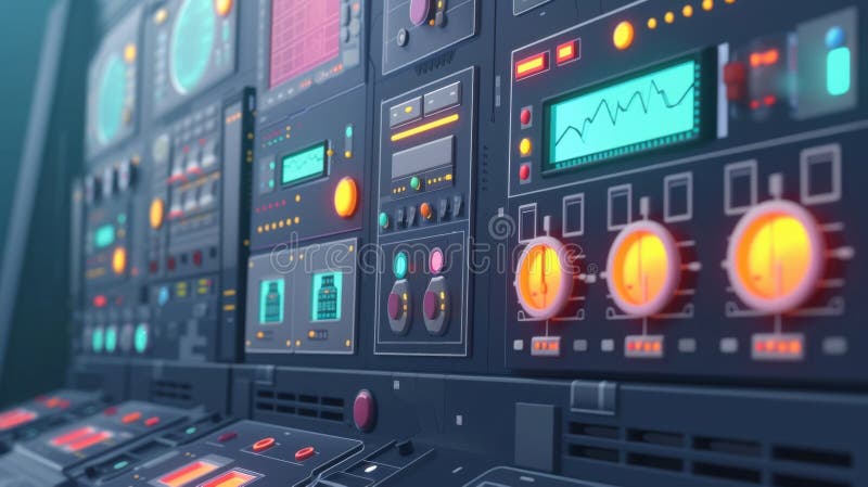 Futuristic Control Panel Showing Charts and Data in a Complex Interface ...