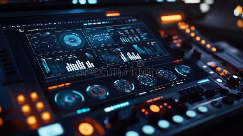 Futuristic Control Panel Illuminated Interface Dark High Tech ...