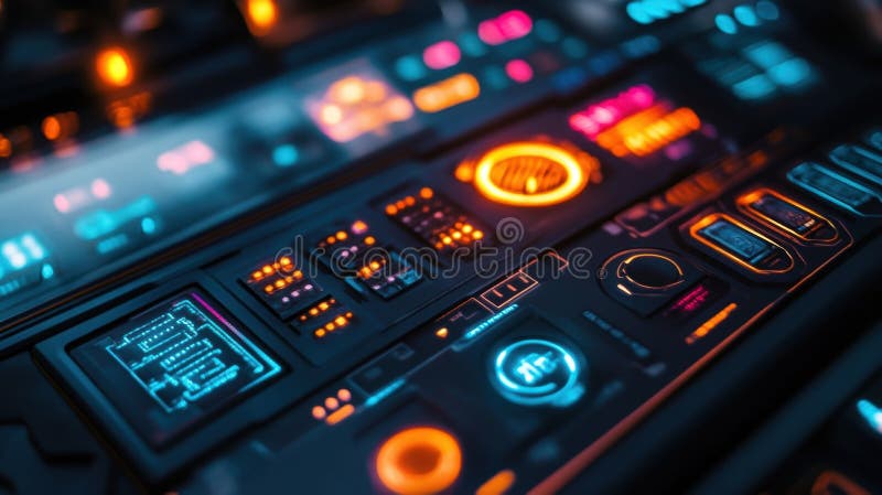 Futuristic Control Panel Showing Complex Data and Information Stock ...