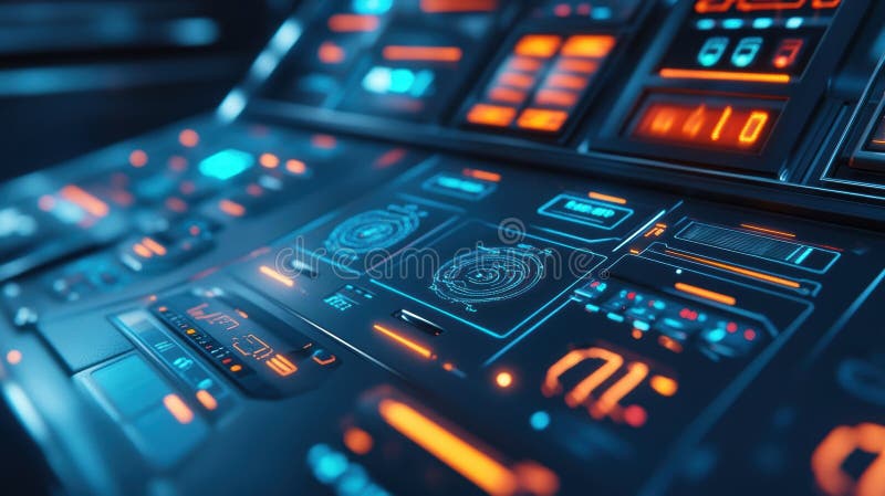 Futuristic Control Panel Showing Data Analysis and Complex Information ... Futuristic Control Panel Showing Data Analysis and Complex Information ...