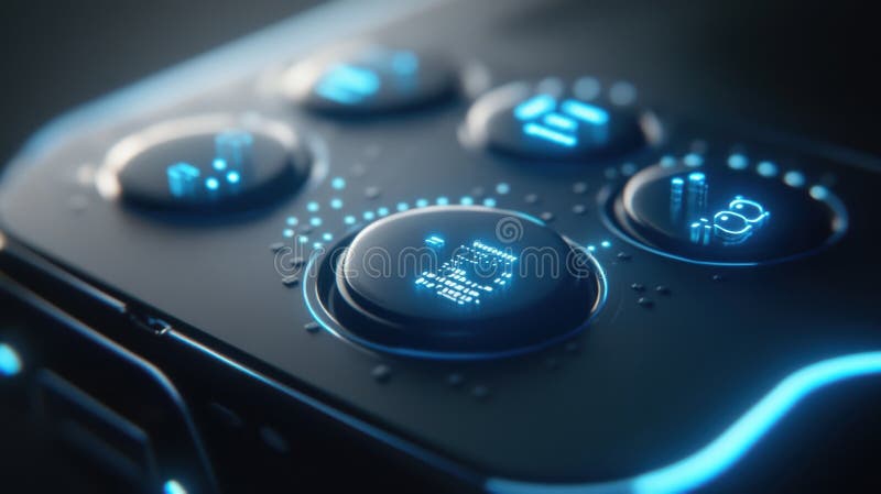 Futuristic Control Panel Showing Data Analysis and Displaying Glowing ...