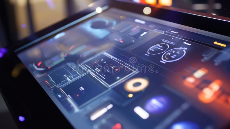 Futuristic Control Panel Showing Manufacturing Data and Statistics ...