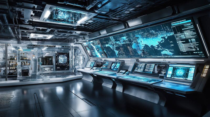 Futuristic Control Room with Advanced Technology and Interactive ...