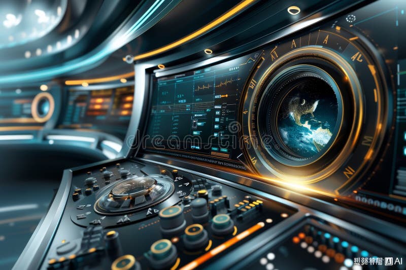 Futuristic Control Room with AI Elements, Advanced Technology Interface ...