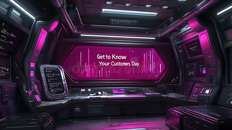 Futuristic Control Room with Customer Insights Display Stock ...