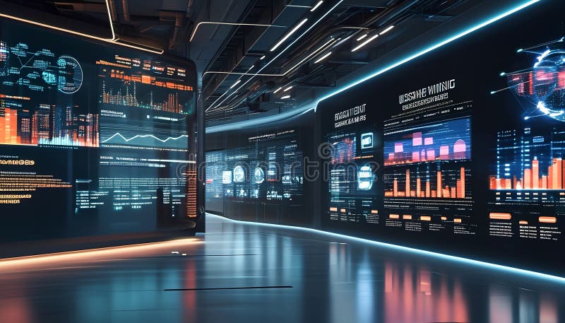 A Futuristic Control Room or Data Center with Multiple Large ScreensGenerative AI Stock Image ...