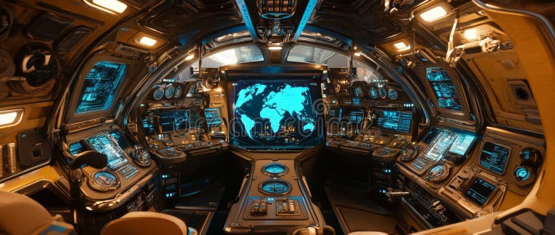 A Futuristic Command Center S Interior, or the Control Room of a Spy ...