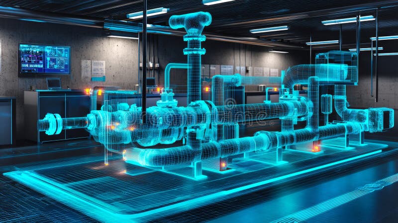 Futuristic Control Room Featuring Advanced Holograms and Engineering ...