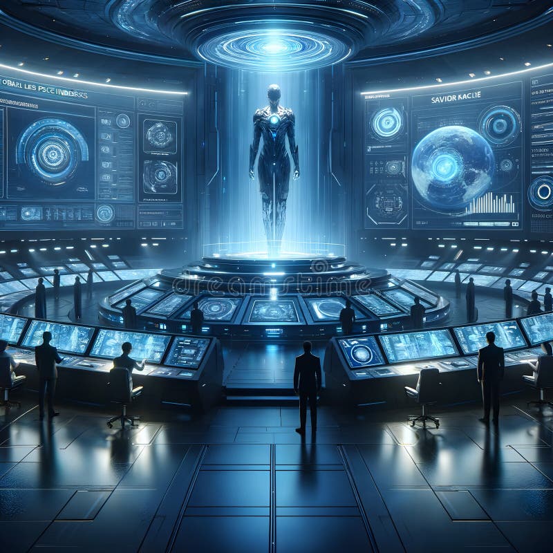 A Futuristic Control Room with a Highly Advanced and Sophisticated ...