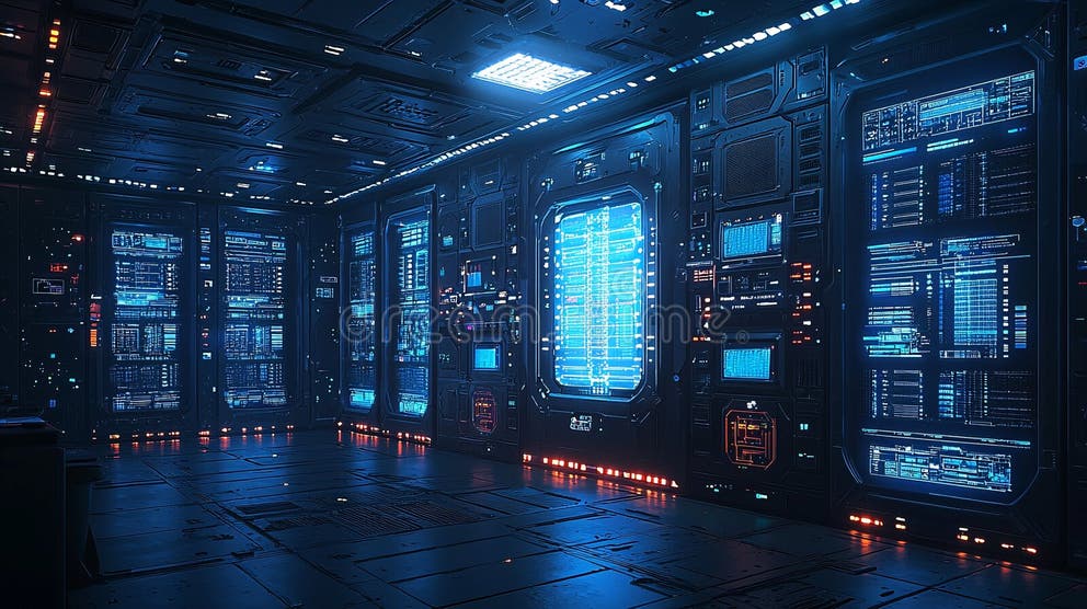 Future Technology Server Room Stock Illustration - Illustration of ...