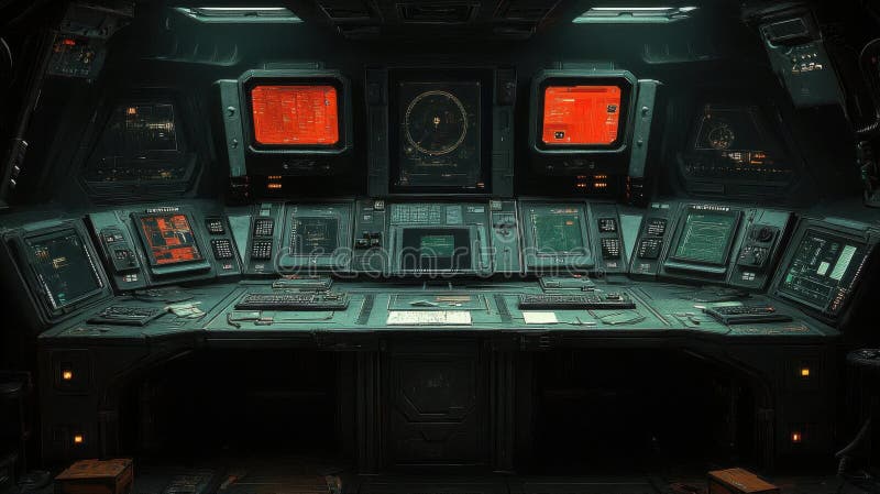 Futuristic Control Room Interface Stock Illustration - Illustration of ...