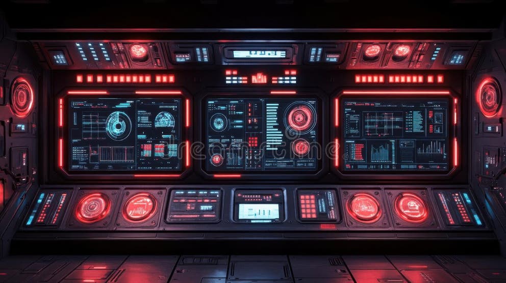 Futuristic Control Room Interface Stock Photo - Image of neon ...