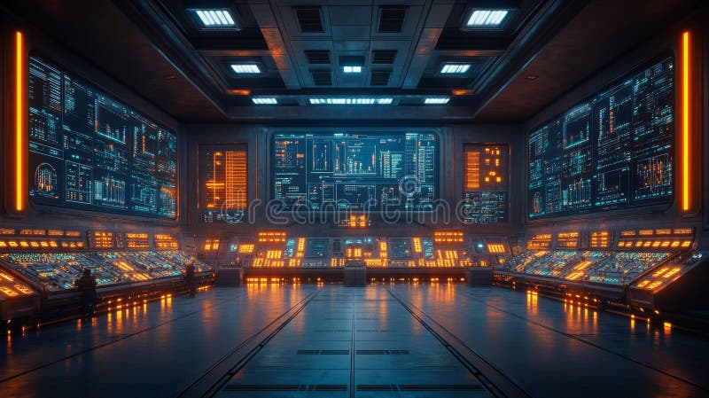 Futuristic Control Room Interface Generative AI Stock Illustration ...