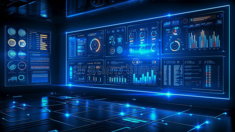 Futuristic Control Room Interface Stock Illustration - Illustration of ...