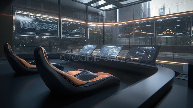 Futuristic Control Room Interior Design Stock Illustration ...