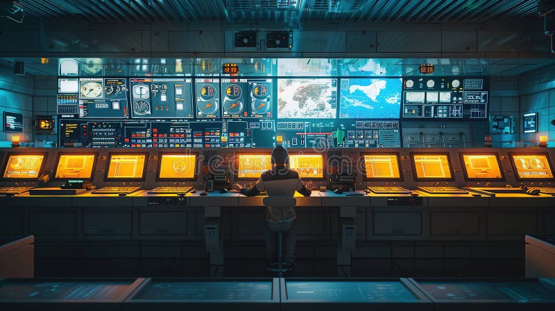 Futuristic Control Room.the Pulse of Technology Stock Illustration ...
